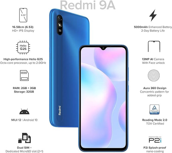 Xiaomi Redmi 9A Android Smartphone, Dual SIM, 64GB, 4GB RAM